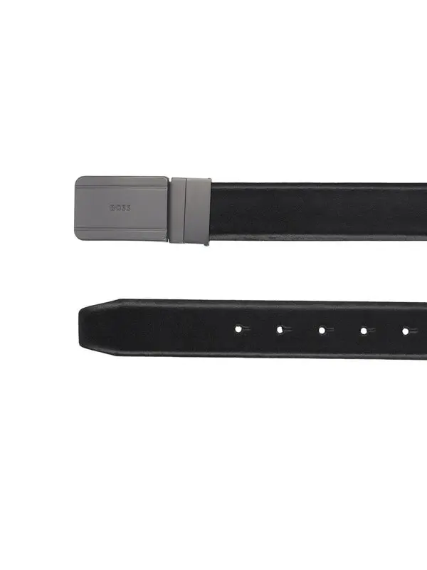 BOSS Premium Leather Belt With Metal Buckle - Black