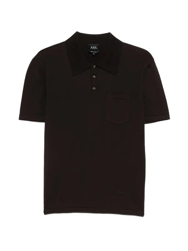 A.p.c. Classic Short-sleeved Polo Shirt With Chest Pocket - Marrone