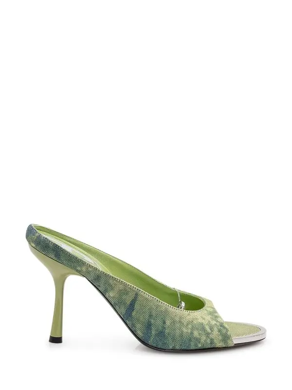DIESEL® High Heel Pointed Toe Mules - Verde