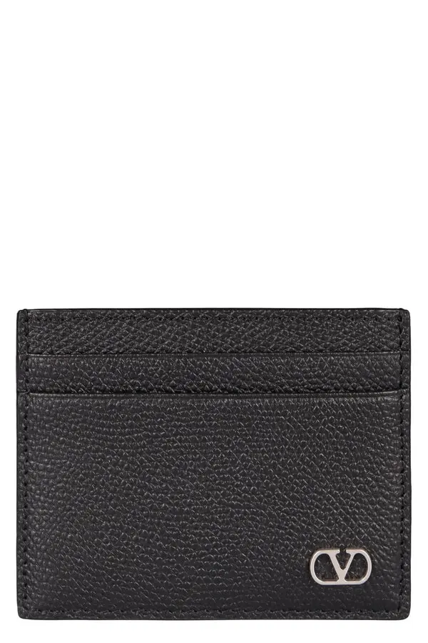 Valentino Garavani Mini Logo Detail Leather Card Holder