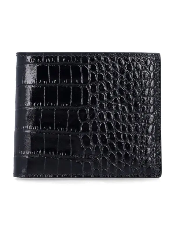 TOM FORD Crocodile-pattern Bifold Wallet - Black
