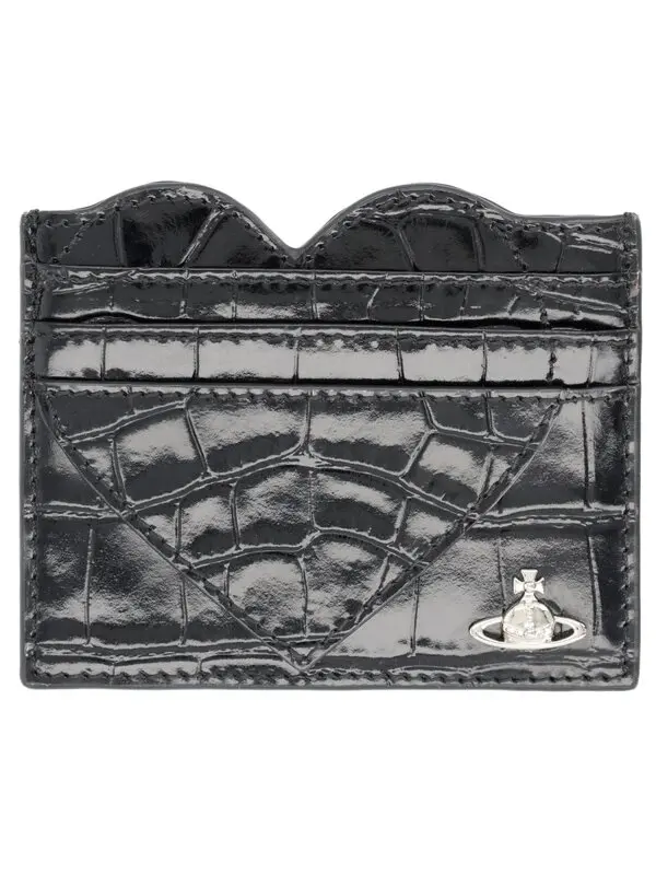 VIVIENNE WESTWOOD Croc-embossed Leather Card Holder - Black
