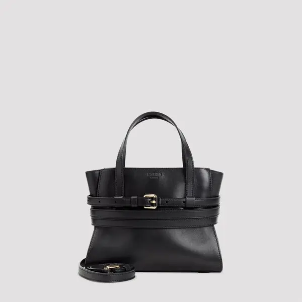 Moschino Leather Handbag With Buckle Detail - Black
