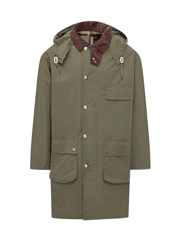 PAUL SMITH LOVES BARBOUR Hooded Painter's Jacket With Velvet Collar - Fern