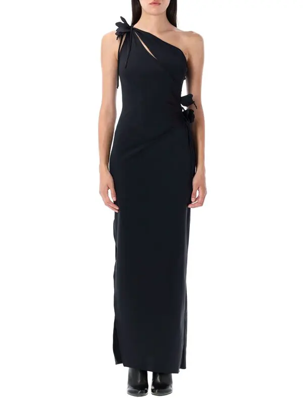 Coperni Asymmetrical Flower Gown - Black