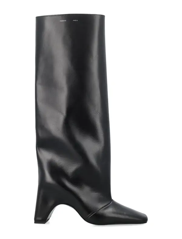 Coperni Knee High Pull-on Boots With Sculptural Heel - Black