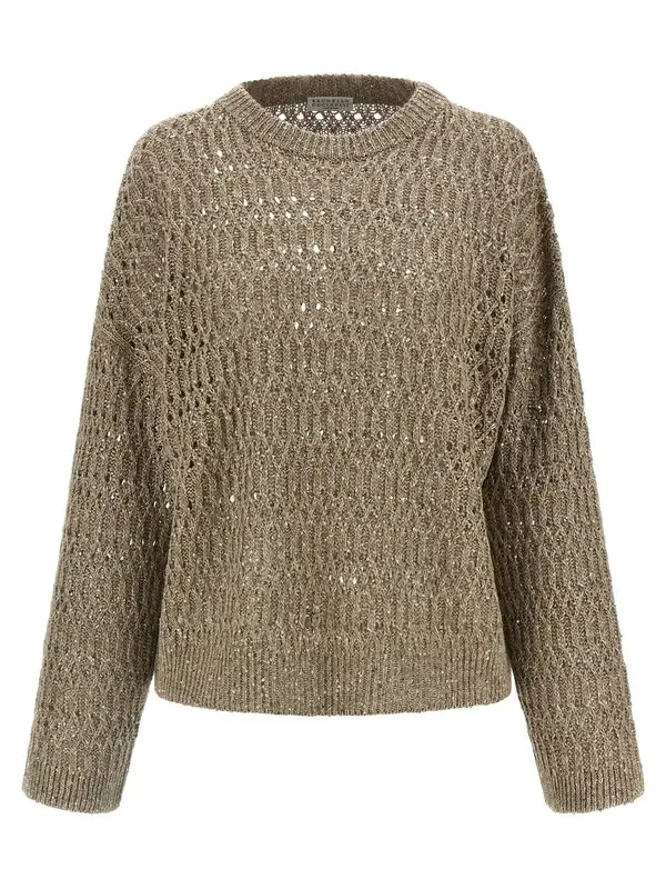 Brunello Cucinelli Crew Neck Micro Sequin Sweater - Brown