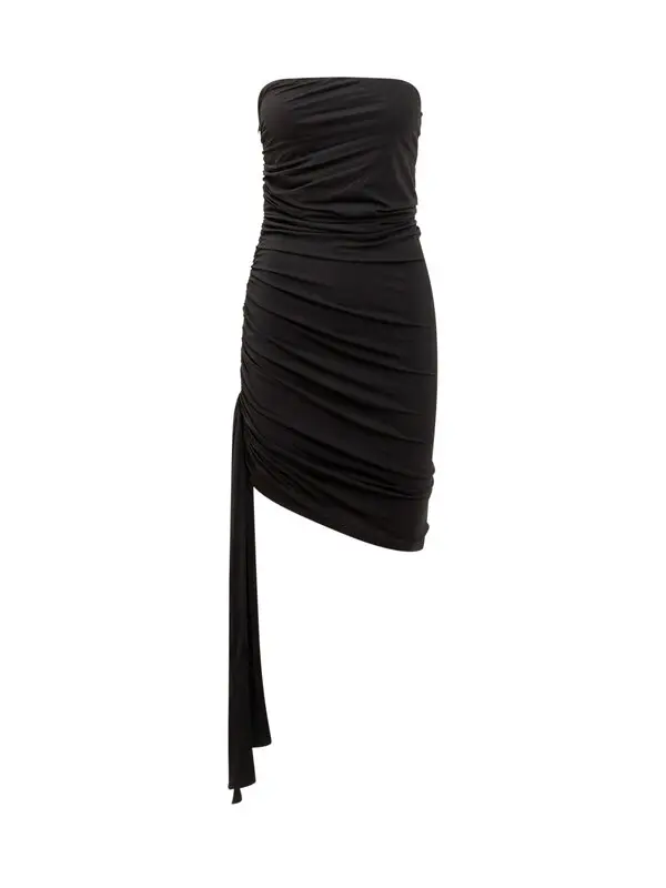 Magda Butrym Ruched Strapless Dress With Fusciacca Detail