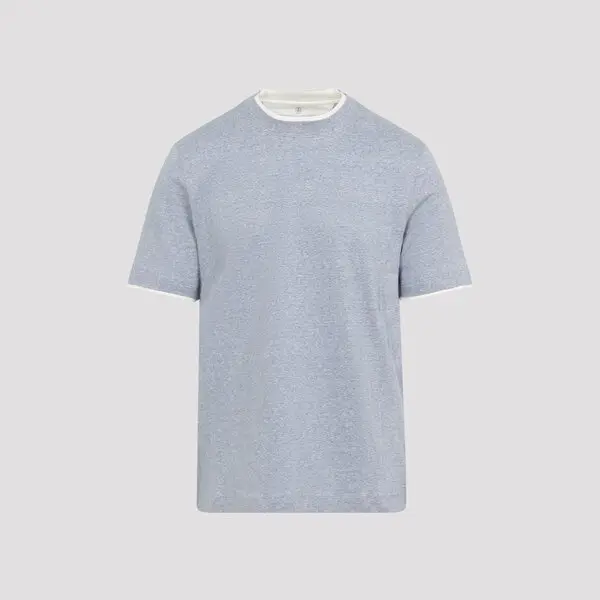 Brunello Cucinelli T-shirt With Faux-layering For - Blue