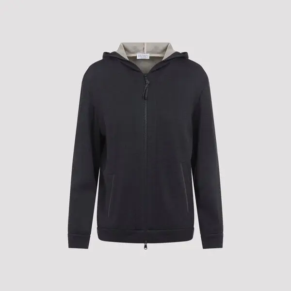 Brunello Cucinelli Zip-up Hooded Cardigan - Grey