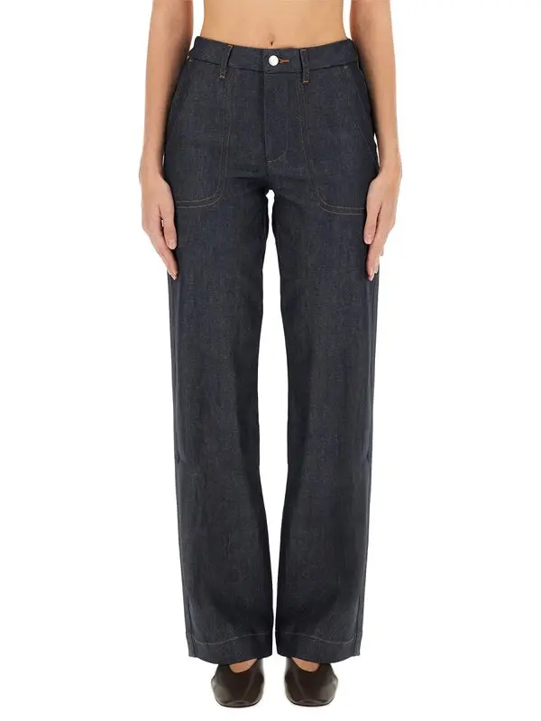 A.p.c. Seaside Wide Leg Jeans In Organic Cotton - Blue