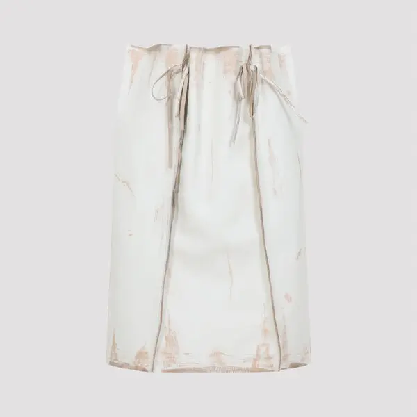 Prada Calf Leather Midi Skirt - White