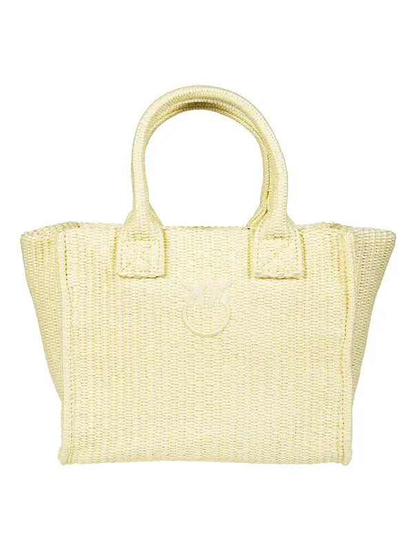 Pinko Raffia Mini Shoulder Bag With Fringe Detail - Giallo