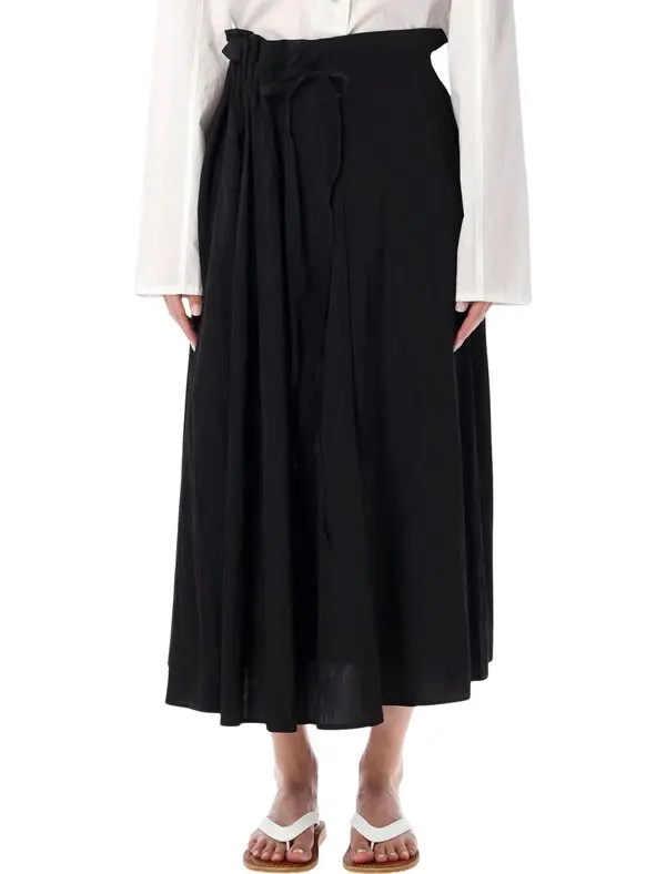 Studio Nicholson Midi Skirt With Drawstring Waist - Black
