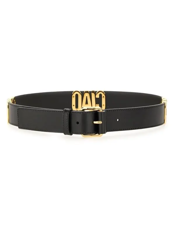 Moschino Hello" Logo Belt - Black
