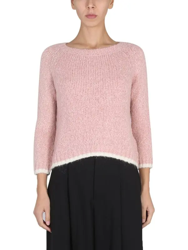 Aspesi Alpaca Blend Sweater With Contrast Detailing - Pink