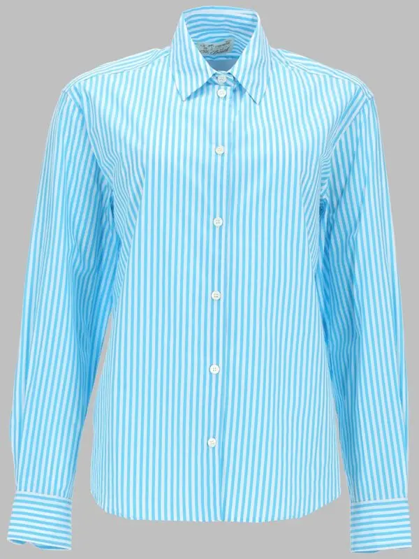 MC2 SAINT BARTH Striped Cotton Button-up Shirt - Azure