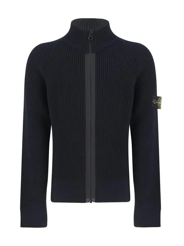 Stone Island 5100012 Ribbed Wool Zip-up Sweater
