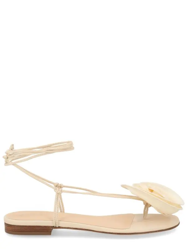 Magda Butrym Leather-trimmed Embroidered Mesh Ballet Flats - Ivory