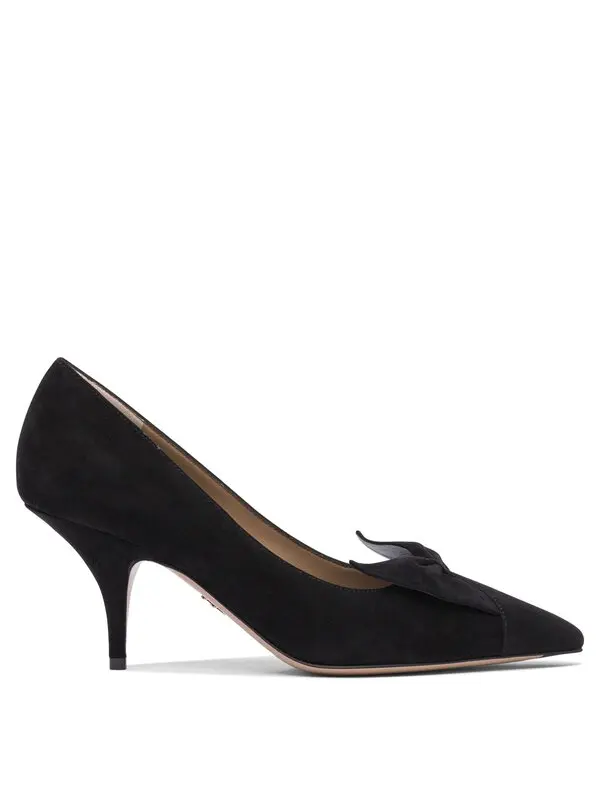 FERRAGAMO Soft Bow Detail Mid Heel Pumps - Black