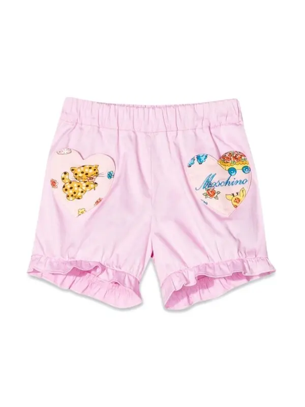 Moschino Girl Shorts With Heart Appliqu