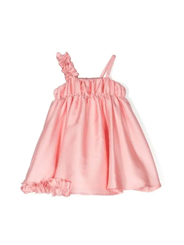 MIMISOL Ruffled Satin Dress - Pink