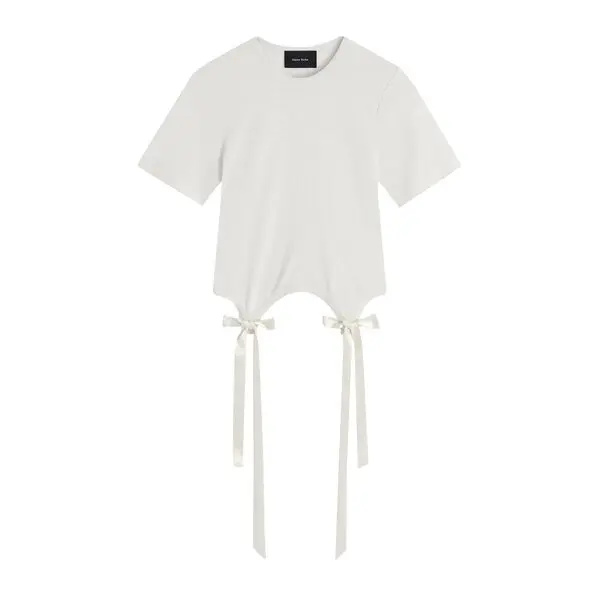 Simone Rocha Lyocell T-shirt With Bow Tails - Beige