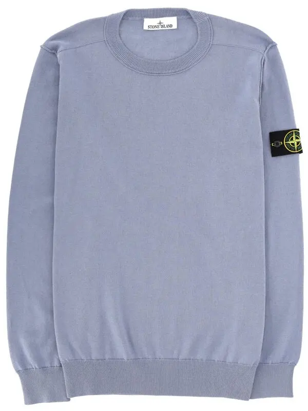 Stone Island Crewneck Sweater With Rolled Edge Seams - Blue