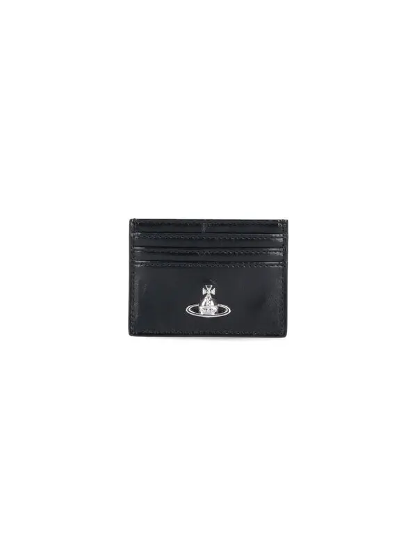 VIVIENNE WESTWOOD Leather Card Holder Wallet - Black