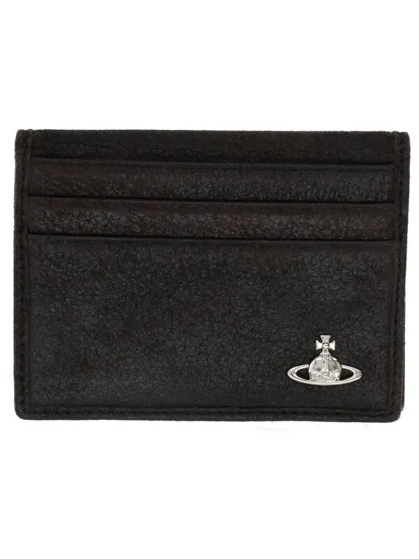 VIVIENNE WESTWOOD Leather Card Holder Wallet - Brown