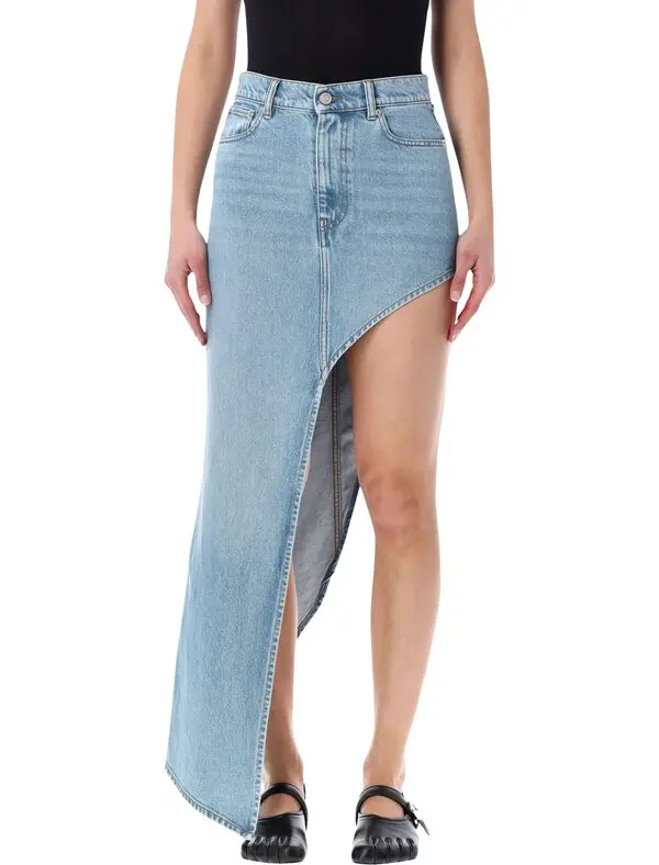 Coperni Asymmetric Panel Denim Skirt - Blue
