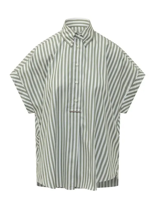 Brunello Cucinelli Button-down Short Sleeve Shirt - Verde/bianco