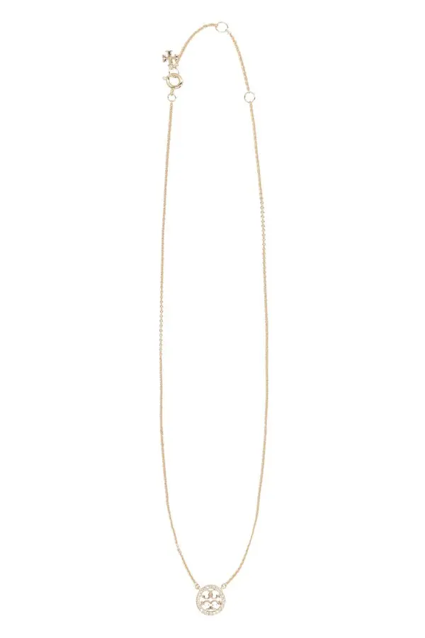 Tory Burch Crystal Pendant Necklace - Gold