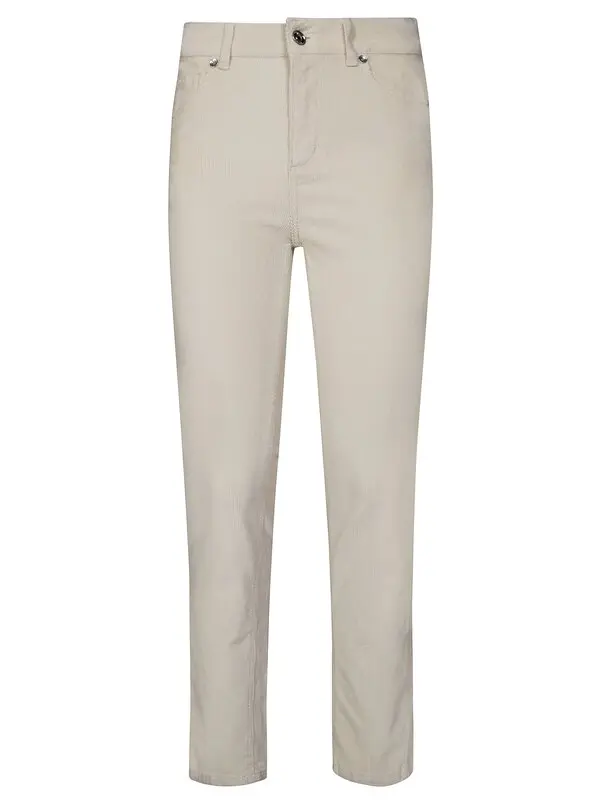 LIUJO Mini Velvet Striped Jeans - Bianco