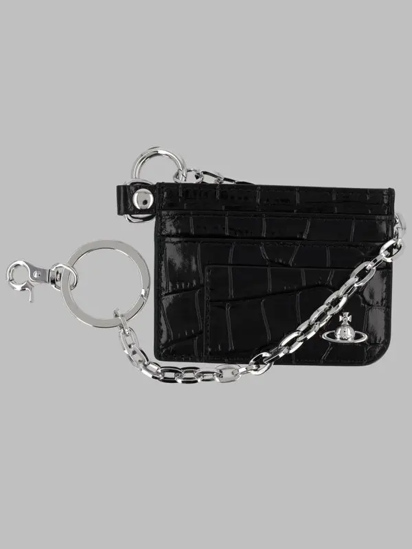 VIVIENNE WESTWOOD Chic Zip Wallet In Calf Leather - Black