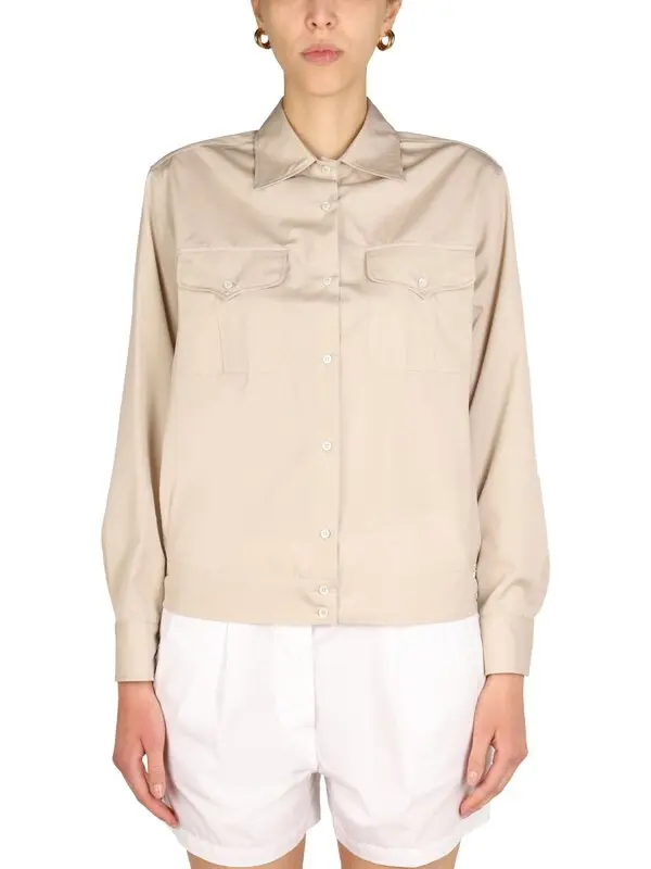 Aspesi Classic Collar Cotton Shirt - Beige