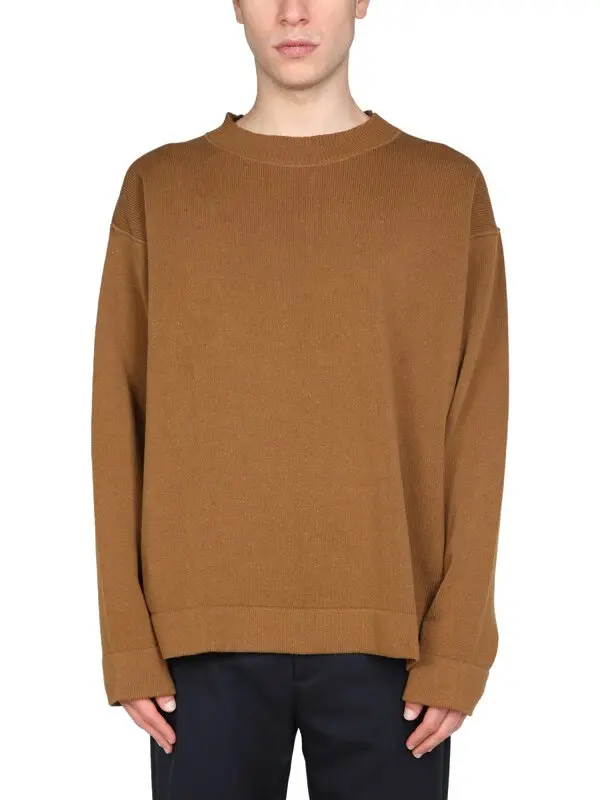 MARGARET HOWELL Ribbed Cotton Sweater - Brown
