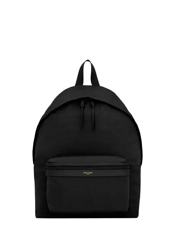 Saint Laurent City Backpack In Canvas, Nylon, And Leather - Black
