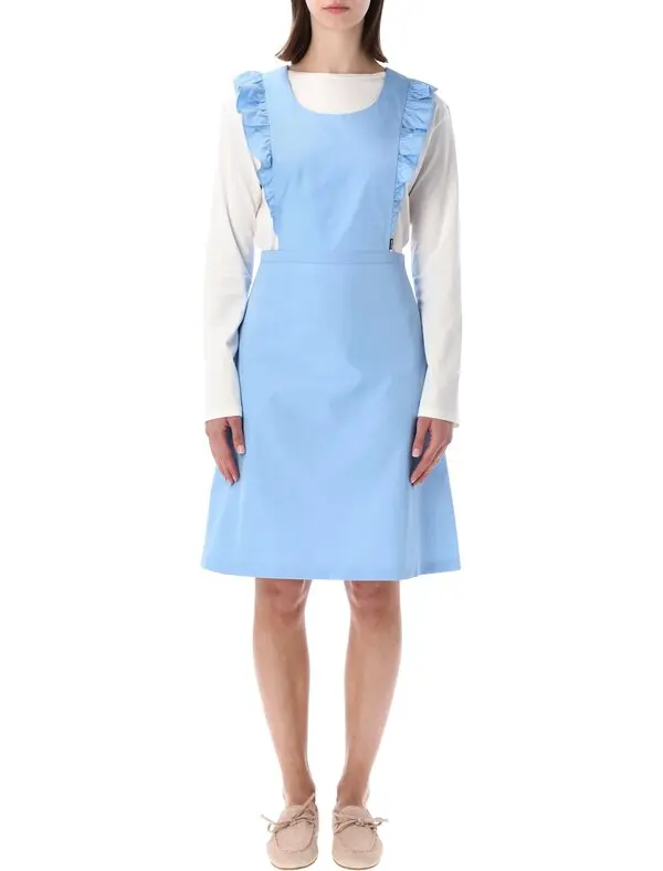 Miu Miu Ruffled Poplin Mini Dress - Light Blue