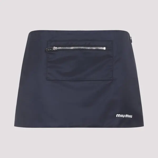 Miu Miu Recycled Polyamide Mini Skirt With Zip Pocket - Blue