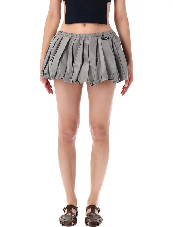 Miu Miu Pleated Technical Fabric Mini Skirt - Lead Grey