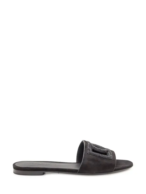 Dolce & Gabbana Embellished Cashmere Capra Slides