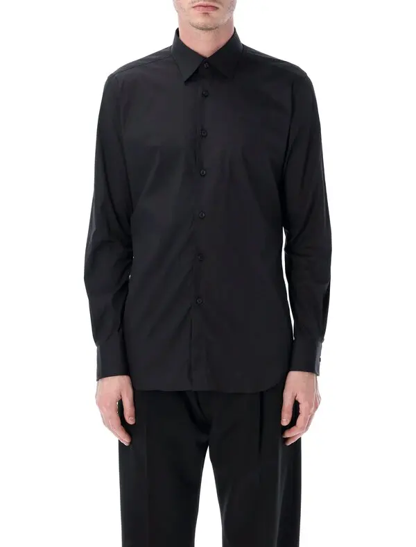 XACUS Tailored Stretch Cotton Dress Shirt - Black