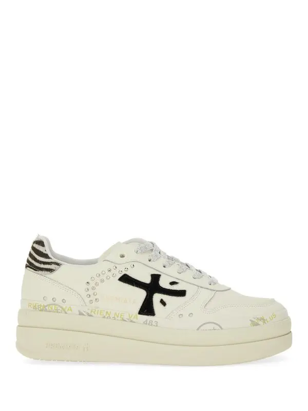 Premiata Micol 7752 Leather Sneakers With Zebra Detail - White