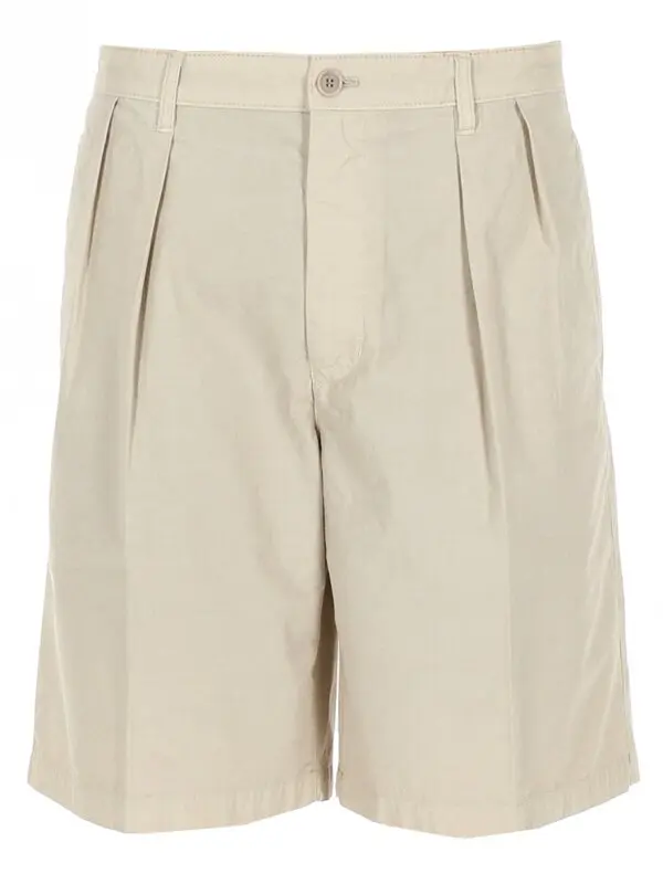 Aspesi Pleated Cotton Shorts - Beige