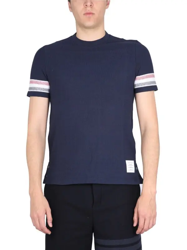 Thom Browne Stripe Short Sleeve T-shirt - Blue