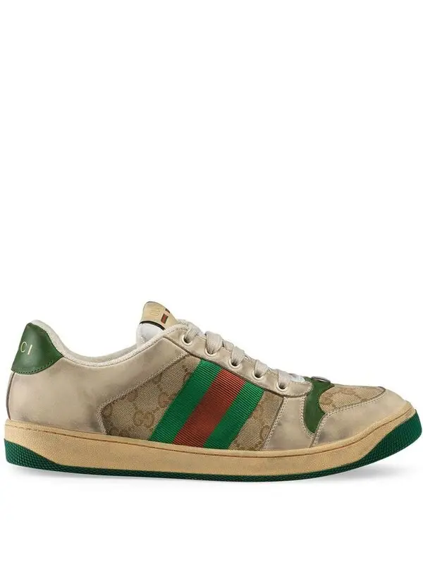 Gucci Vintage-effect Web Sneakers - Beige