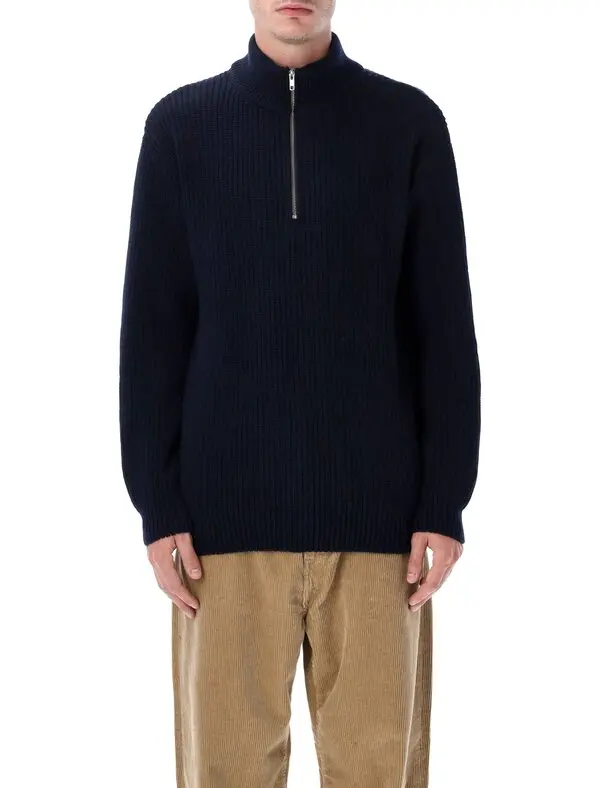 Colorful Standard Oversized Recycled Merino Wool Quarter Zip Sweater - Blue