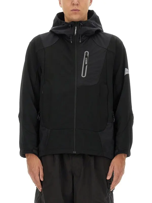 AND WANDER Zip-up Hooded Jacket - Black