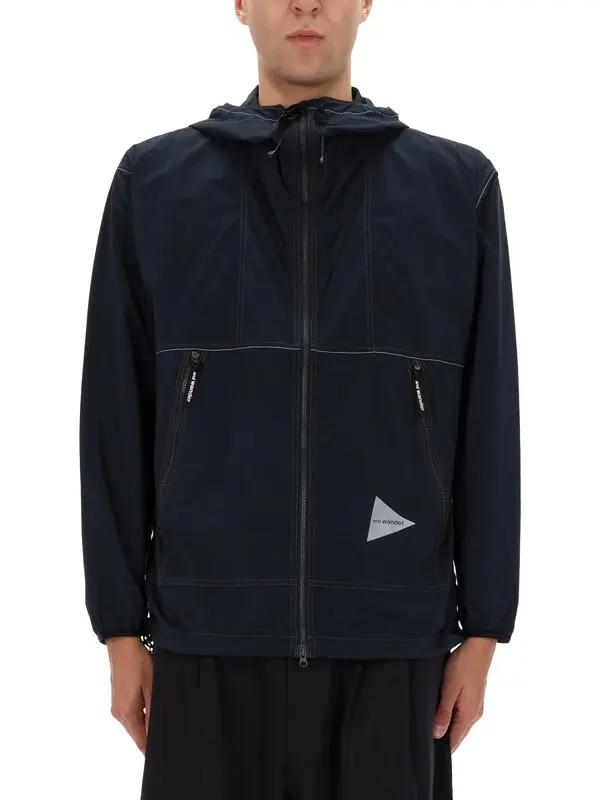 AND WANDER Hooded Jacket - Blue